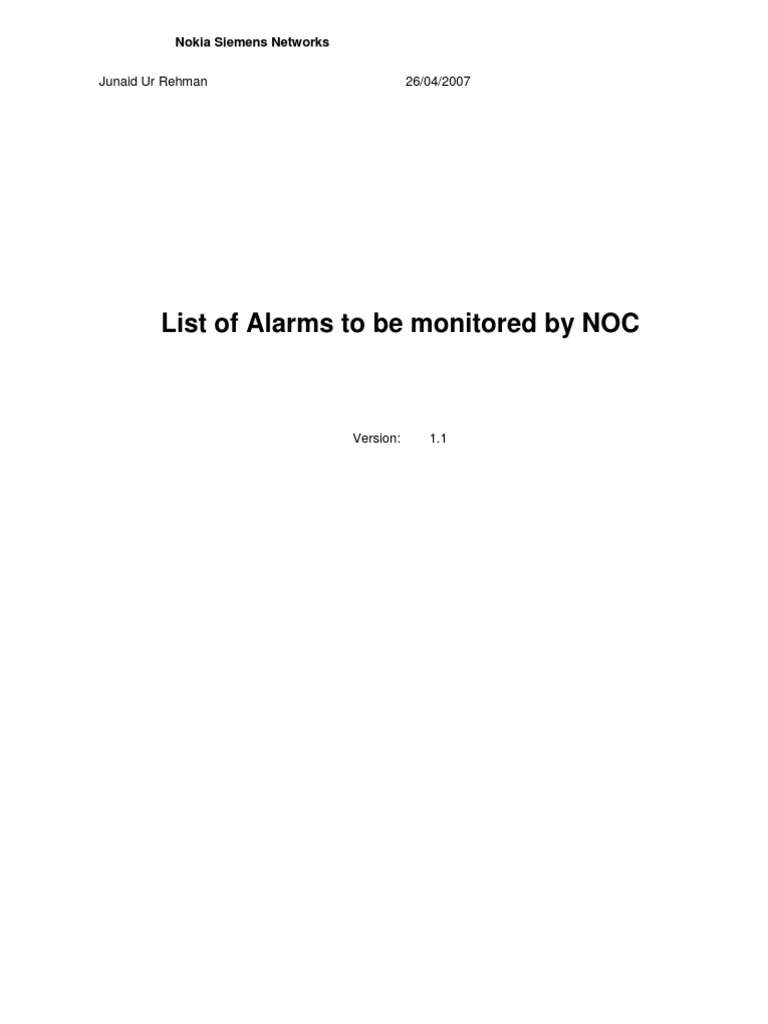 NOC Alarms | PDF | Electrical Engineering | Electronics