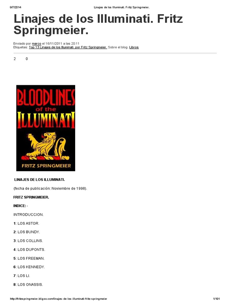 Fritz Springmeier - Bloodlines of The Illuminati | PDF | Illuminati ...