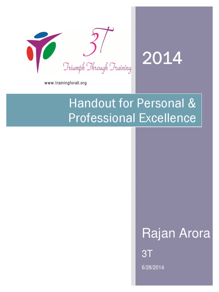 Handout For Personal & Professional Excellence | PDF | Classroom ...