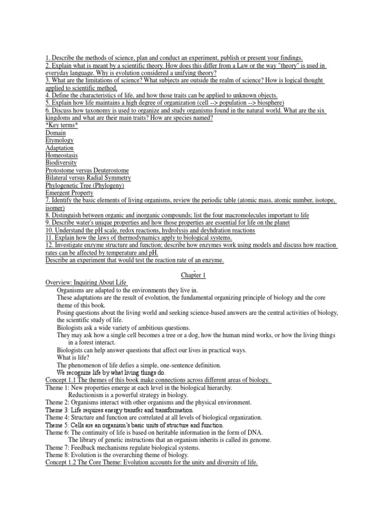 Bio 101 Study Guide Test 1 | PDF | Properties Of Water | Chemical Bond