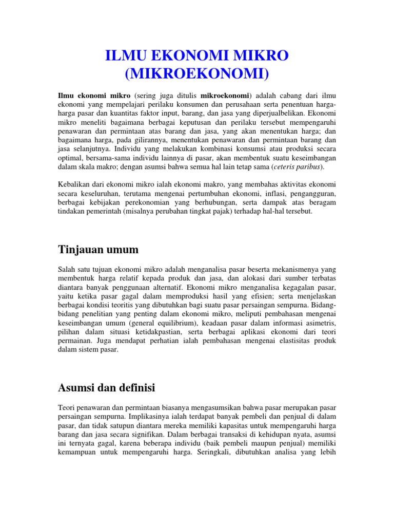 Mikroekonomi | PDF