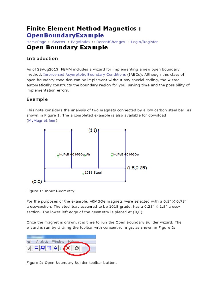 FEMM Open Boundary Wizard Guide | PDF | Boundary Value Problem | Matlab