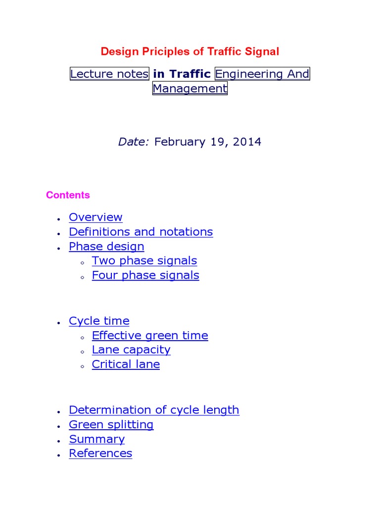 Traffic Signal Design Principles | PDF | Traffic | Traffic Light