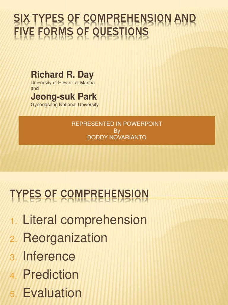 Six Types of Comprehension | PDF | Reading Comprehension | Question