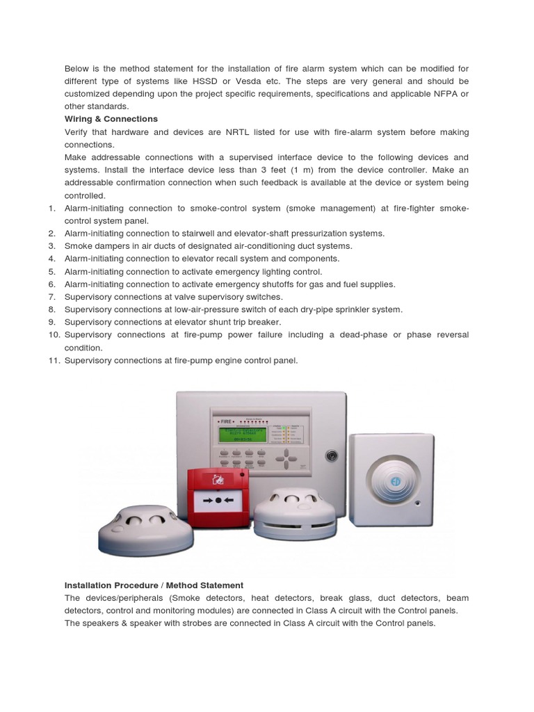 Fire Alarm System Installation Guide | PDF | Cable | Battery Charger