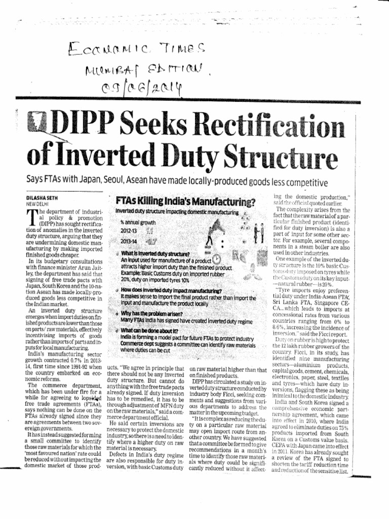Inverted Duty Structure | PDF | Free Trade | Economic Policy