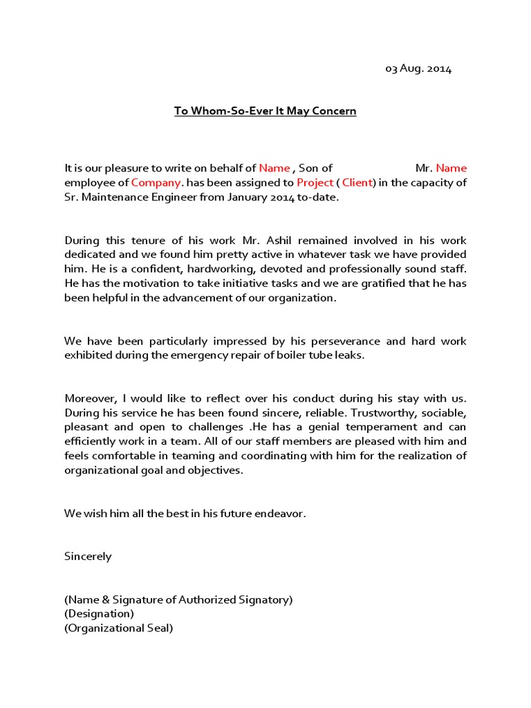 Sample Experiance Letter | PDF