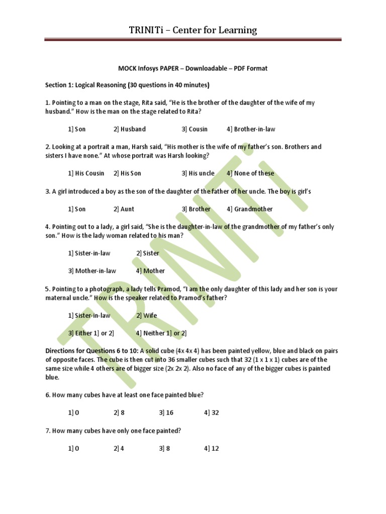 Infosys Mock Test | PDF | Dream | Unconscious Mind