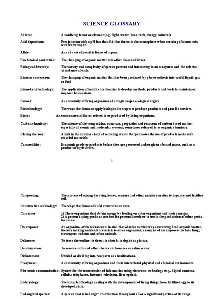 Science Glossary | PDF | Ecosystem | Drainage Basin