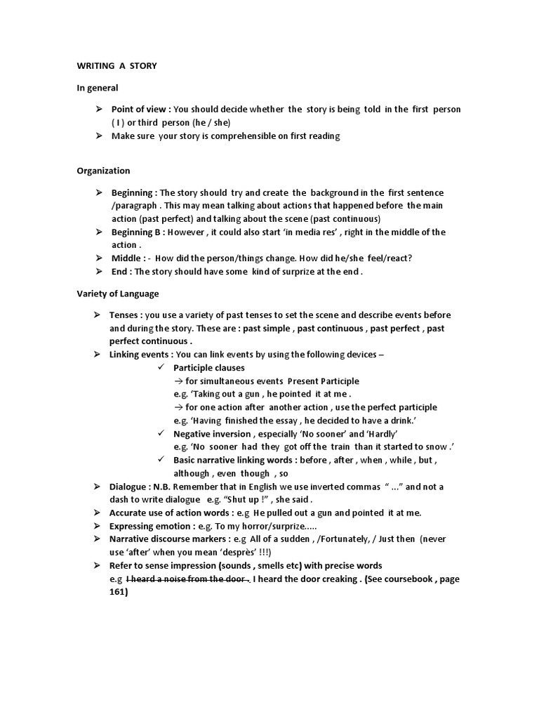 Writing A Story - Cheatsheet | PDF