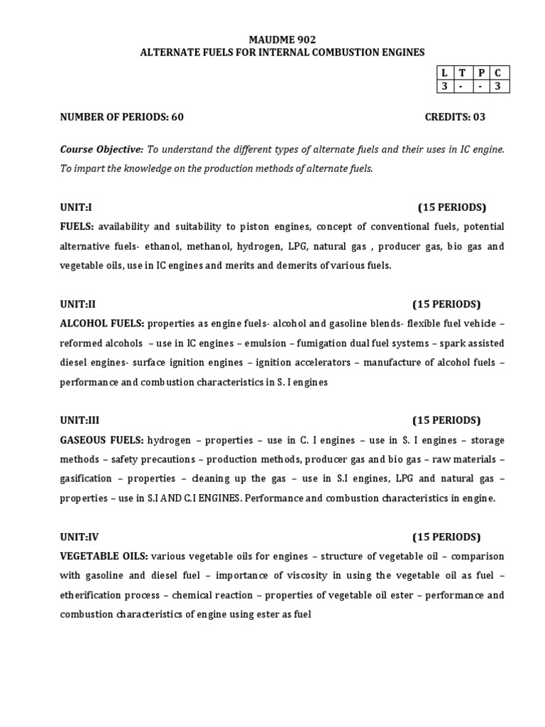 Alternate Fuels For IC Engines | PDF | Alternative Fuel | Internal Combustion Engine