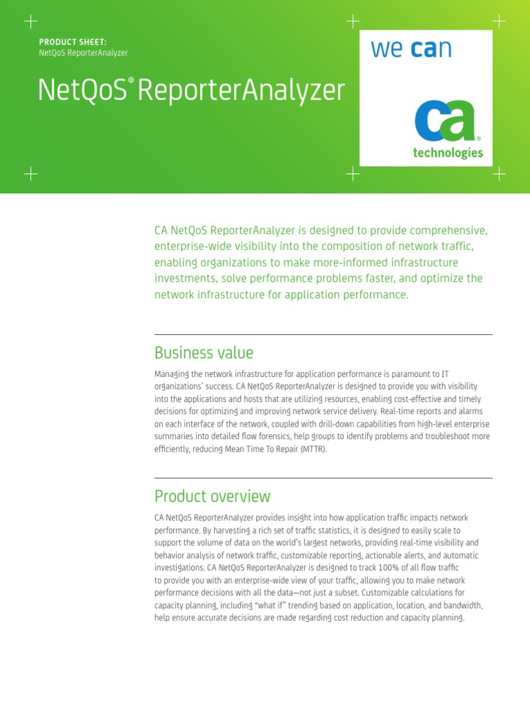 CA Technologies Datasheet | PDF | Quality Of Service | Computer Network