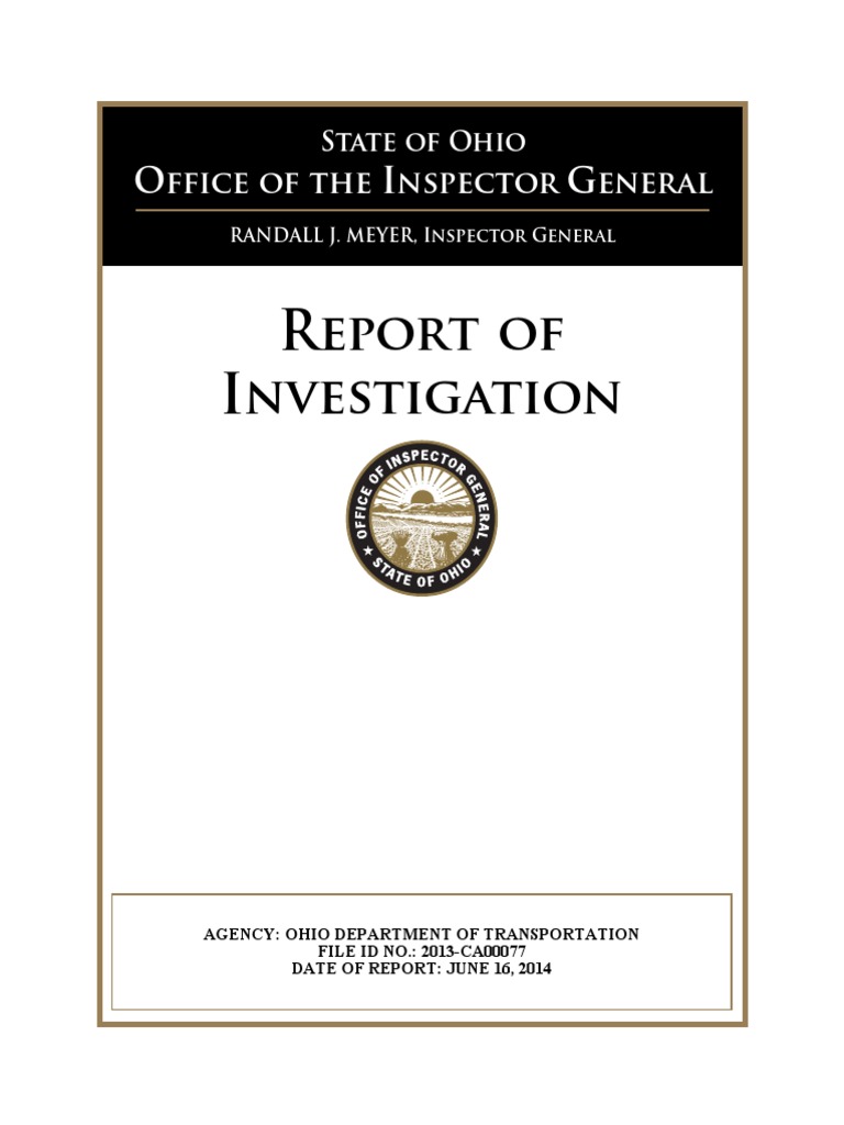 Ohio Inspector General Odot Investigation | PDF | Inventory | Gasoline