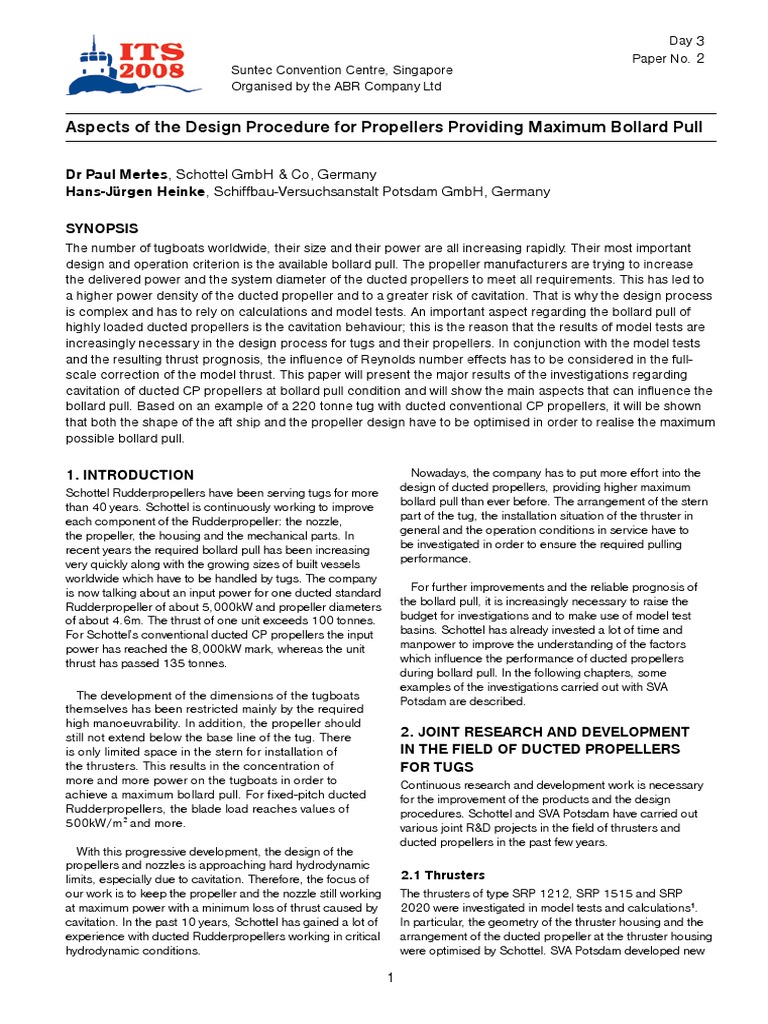 (Schottel) Aspects of The Design Procedure For Propellers Providing Max ...