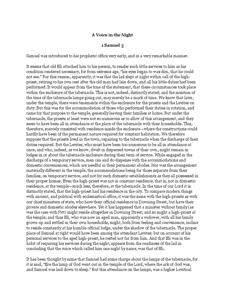 A Voice in The Night | PDF | Samuel | Tabernacle