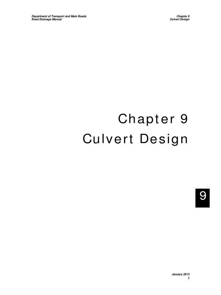 Road Drainage Manual Chapter 9 Culvert Design | PDF | Geotechnical ...