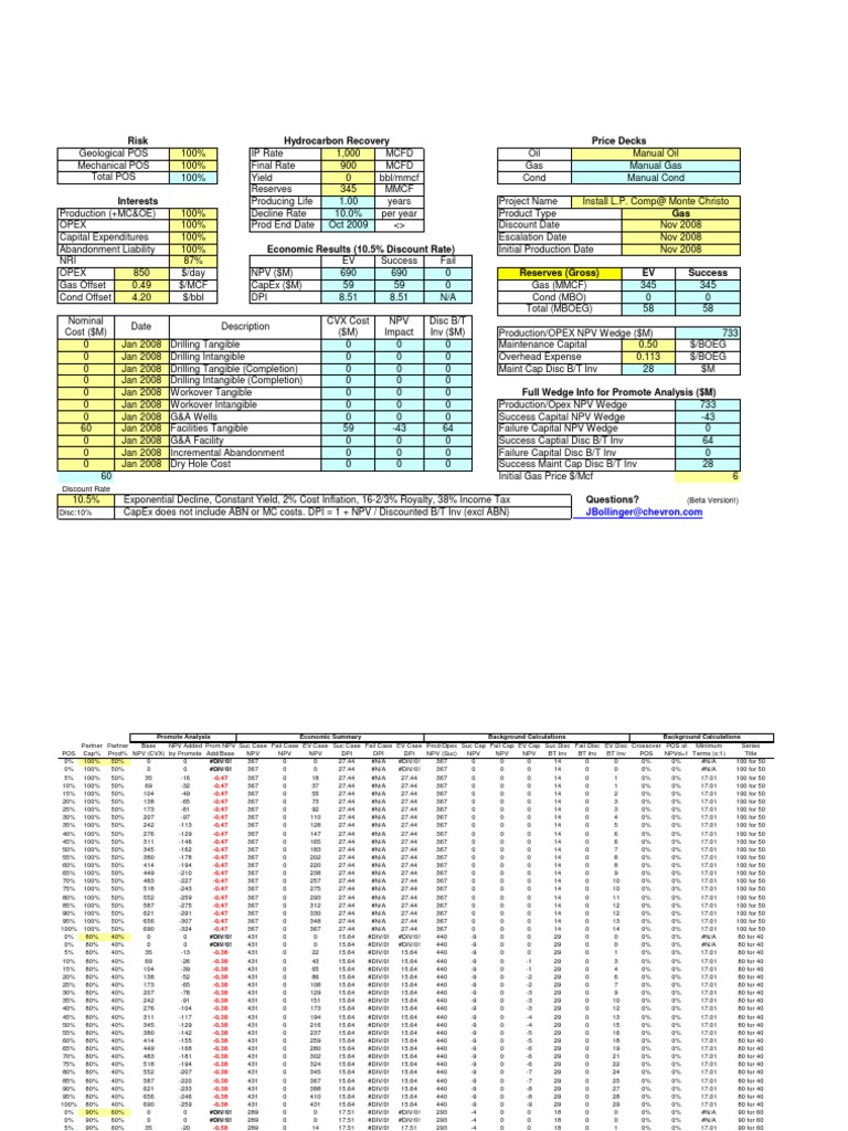 Excel Economics Spreadsheet | PDF | Barrel (Unit) | Net Present Value