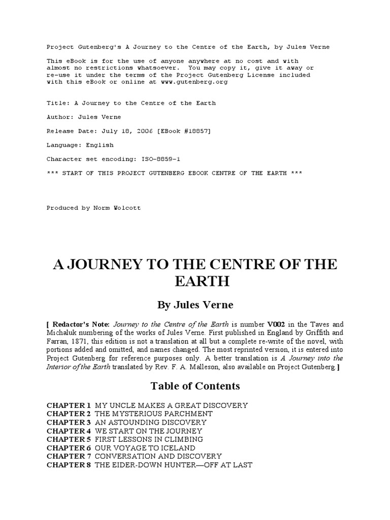 Journey To The Center of The Earth | PDF | Project Gutenberg | Volcano