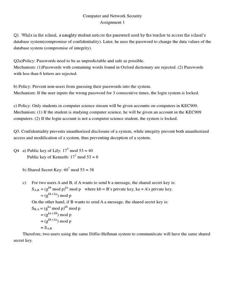Computer and Network Security Assignment 1 | PDF | Public Key Cryptography | Password