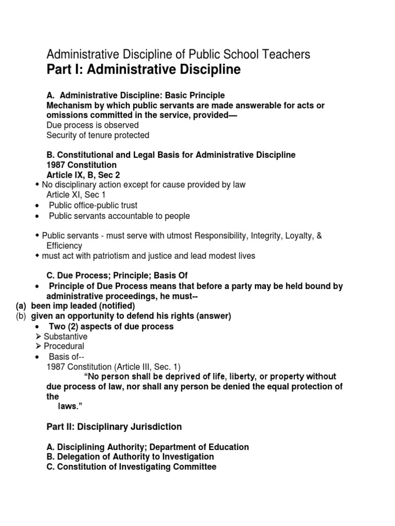Administrative Discipline of Public School Teachers | PDF | Due Process ...