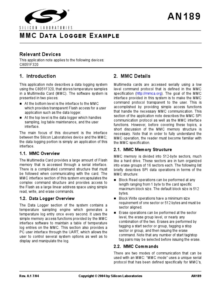 Communication With A MMC For Datalogging Capabilities | PDF | Flash ...