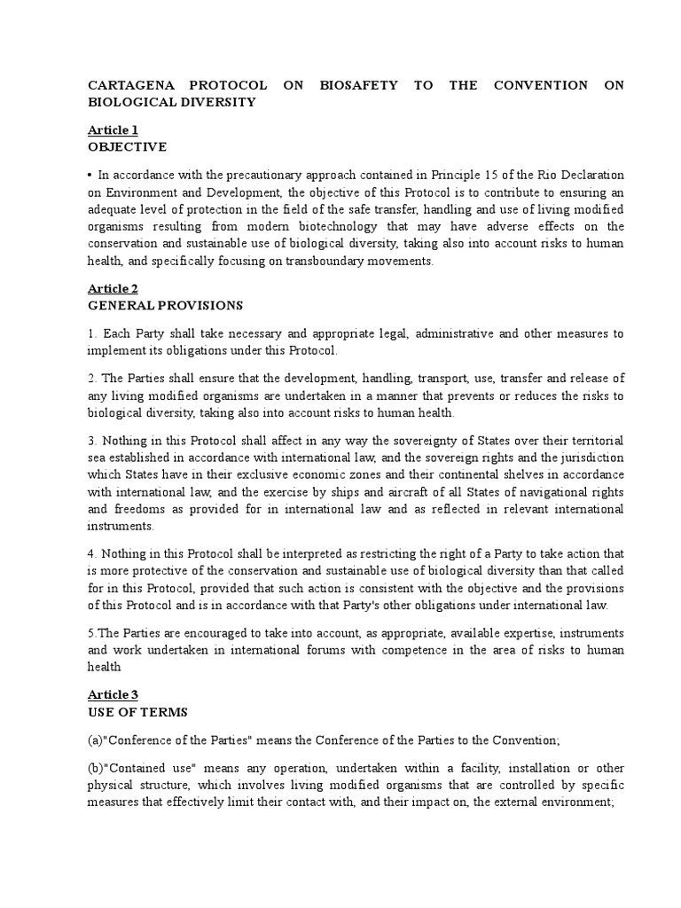 Cartagena Protocol | PDF | Treaty | Business