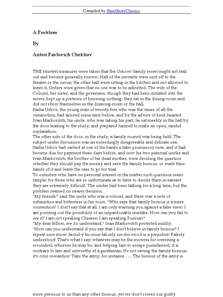 A Problem by Anton Pavlovich Chekhov | PDF | Poetry | Classics
