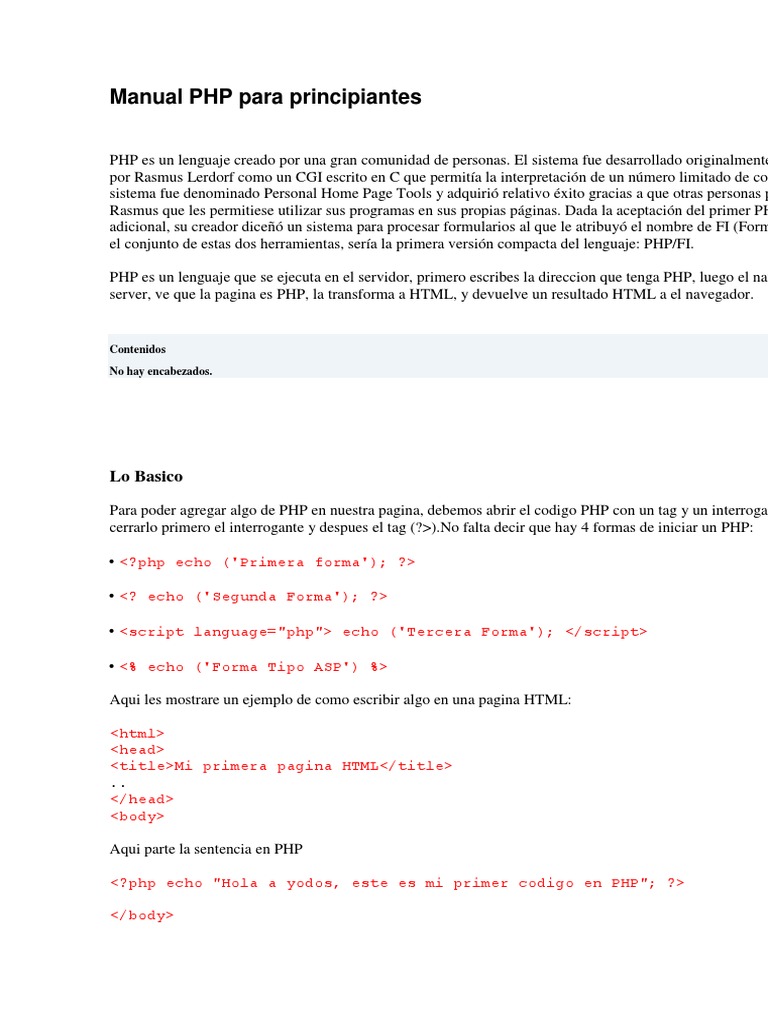 Manual PHP para Principiantes | PDF | Php | Ingeniería de software