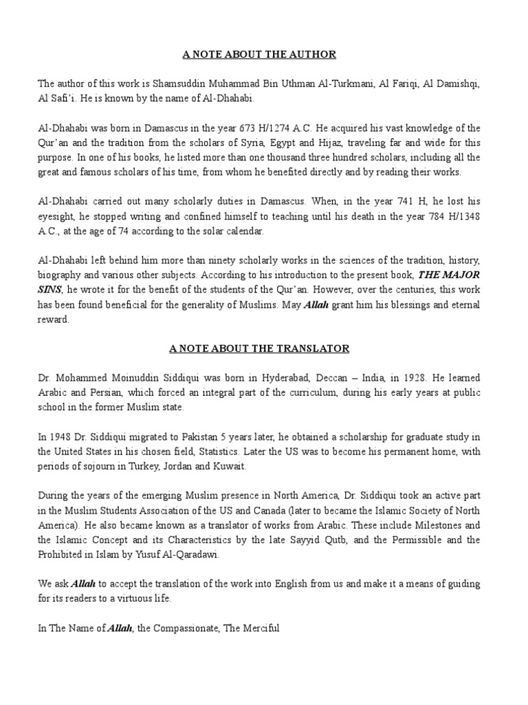 Major Sins | PDF | Muhammad | Prophets And Messengers In Islam