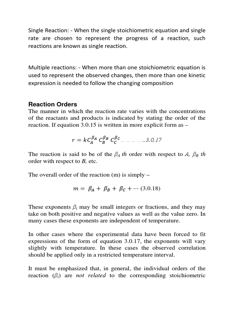 Reaction Orders: …………..3.0.17 th order with respect to A, β th | PDF ...