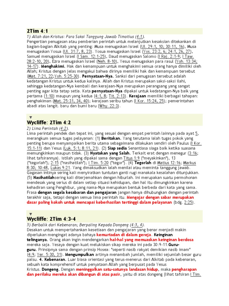 Pendalaman Alkitab 2 Timotius 4 | PDF