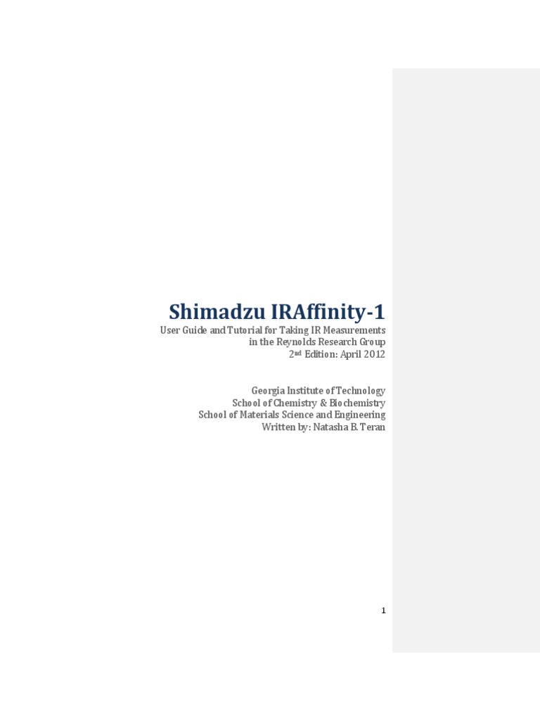Shimadzu IRAffinity-1 UserGuide - Georgia Institute of Technology | PDF ...