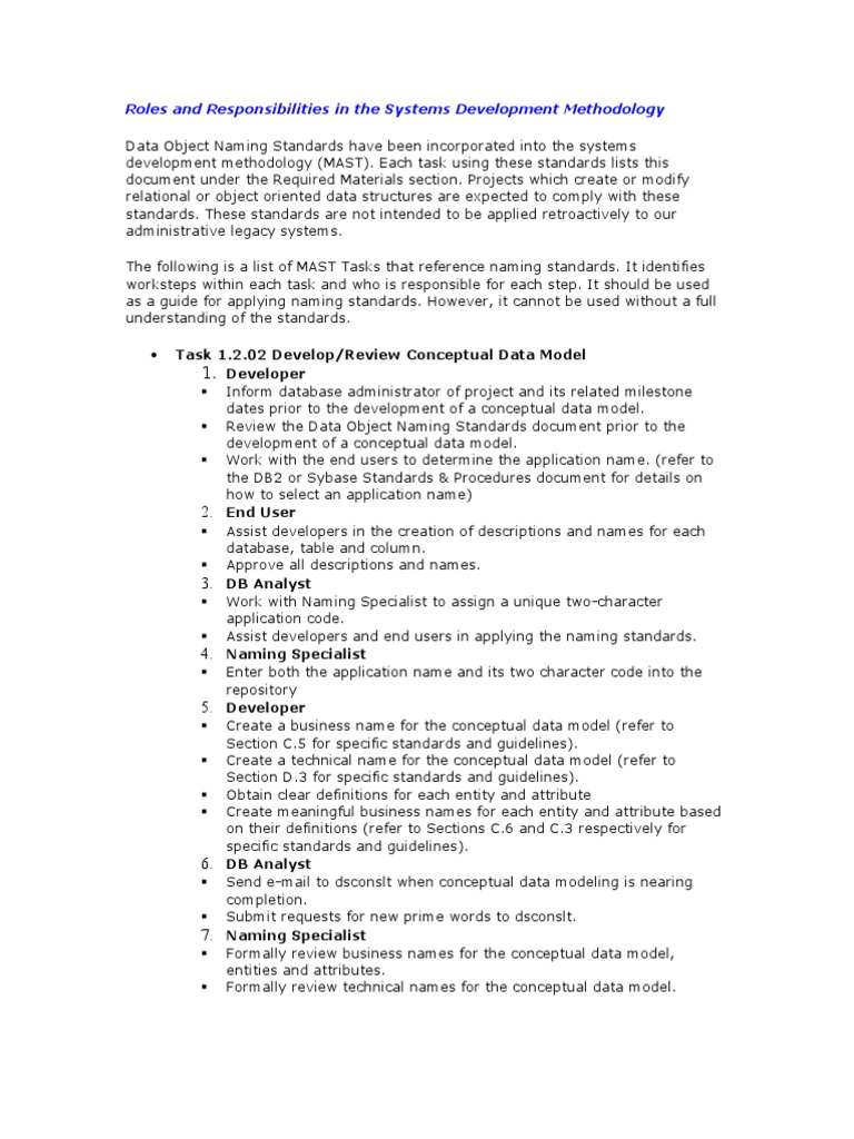 L - Roles and Responsibilities in The Systems Development Methodology ...
