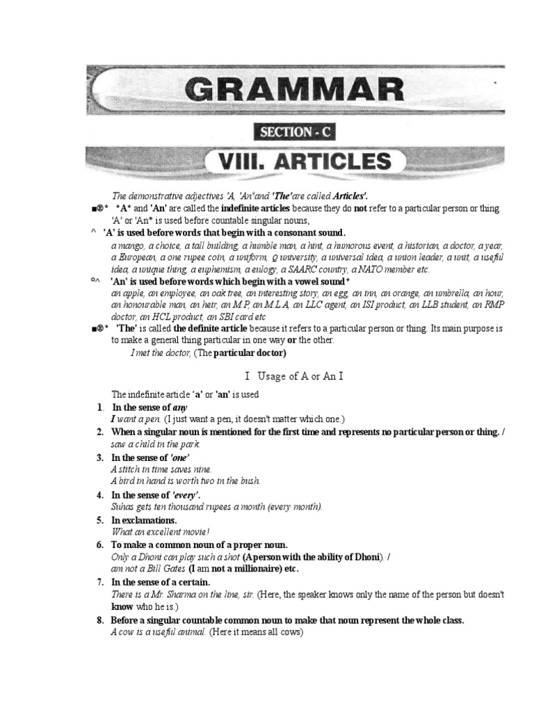English Grammar - Articles | PDF | Language Arts & Discipline