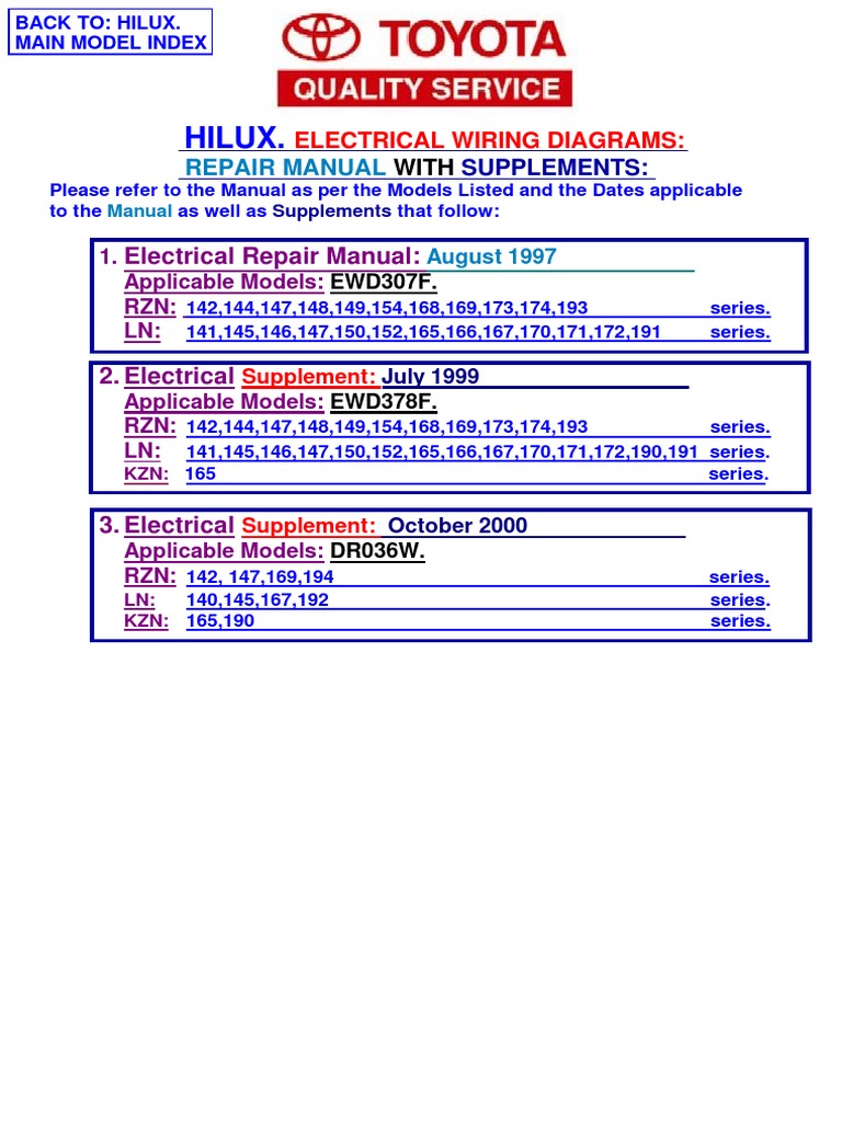 Electrical Index (All Manuals) | PDF