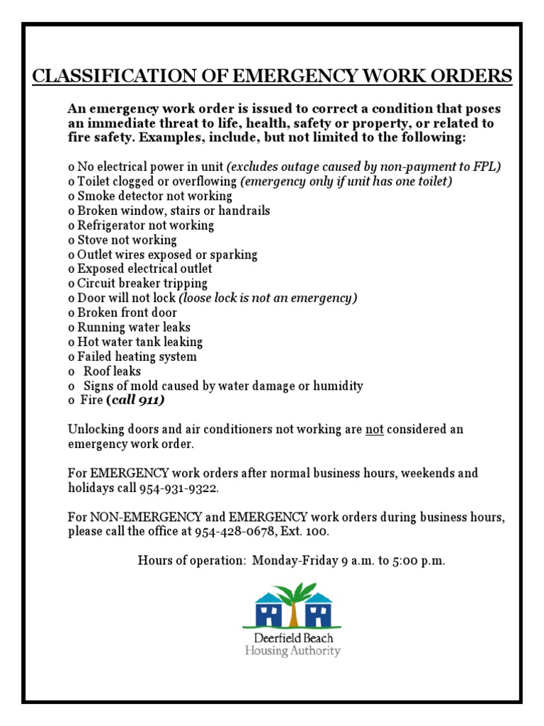 Emergency Work Order Classification Guide | PDF