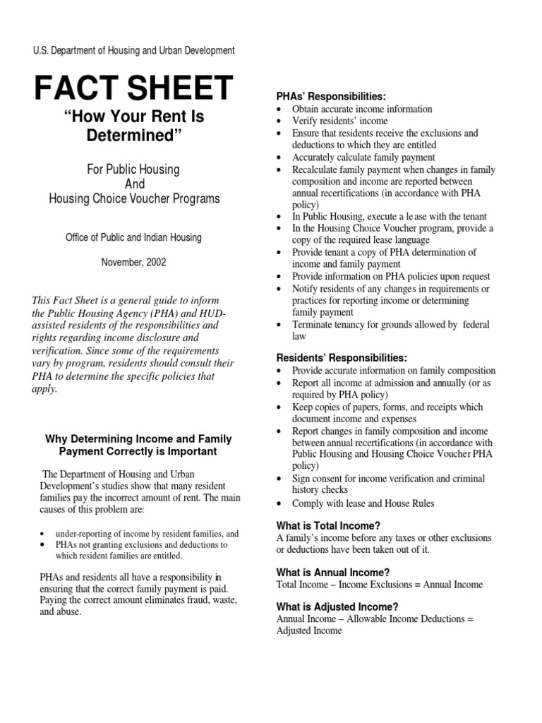 How Your Rent Is Determined FACT SHEET | PDF | Section 8 (Housing ...