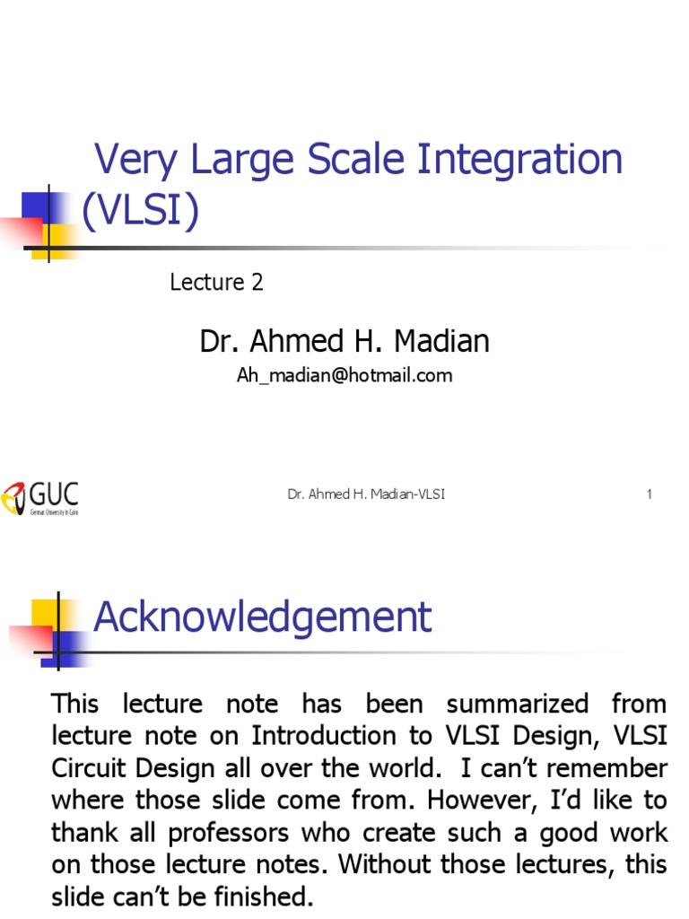 Very Large Scale Integration (VLSI) : Dr. Ahmed H. Madian | PDF ...