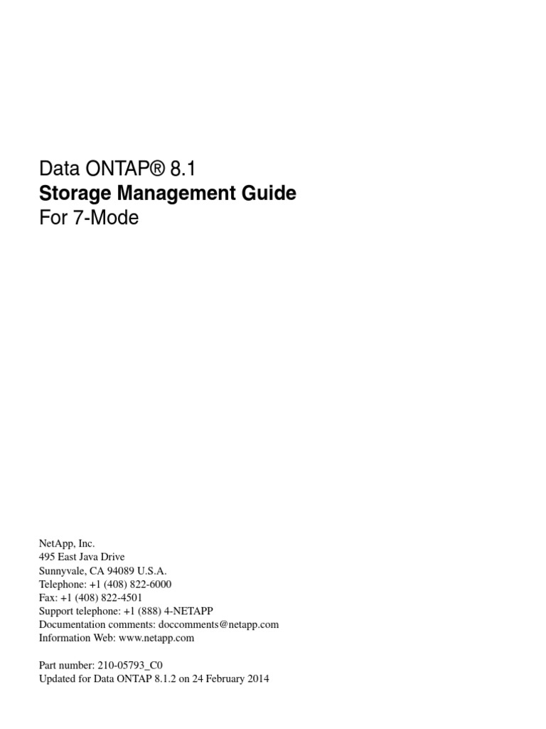 Data ONTAP 81 Storage Management Guide For 7mode | PDF | Computer Data ...