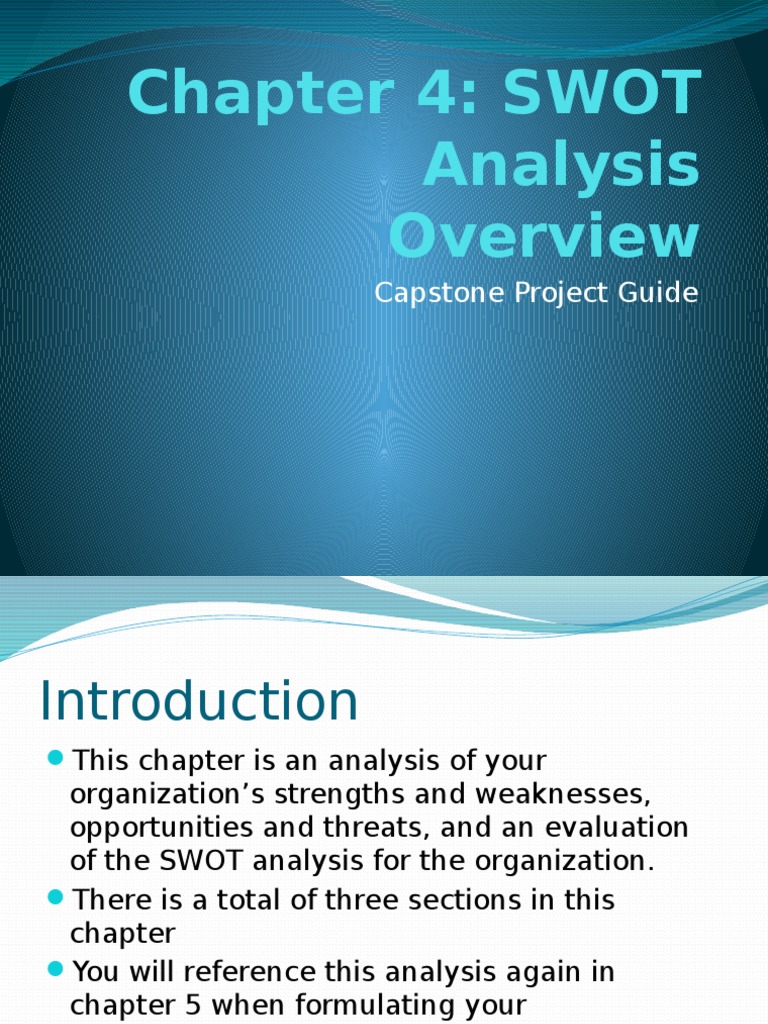 Chapter 4: SWOT Analysis: Capstone Project Guide | PDF | Swot Analysis ...