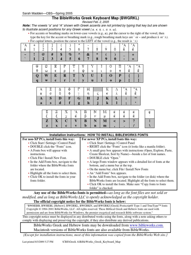 BibleWorks Greek Keyboard Map | PDF | Copyright | Operating System Families