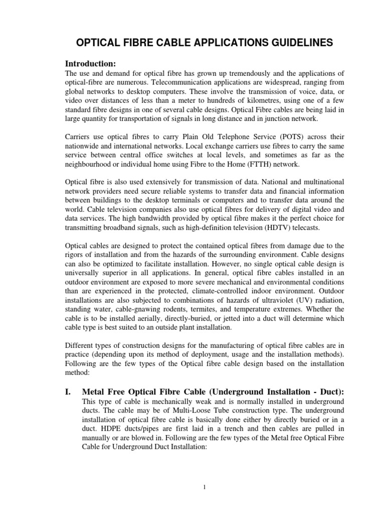 OFC Applications and Installation Guidelines | PDF | Cable | Optical Fiber