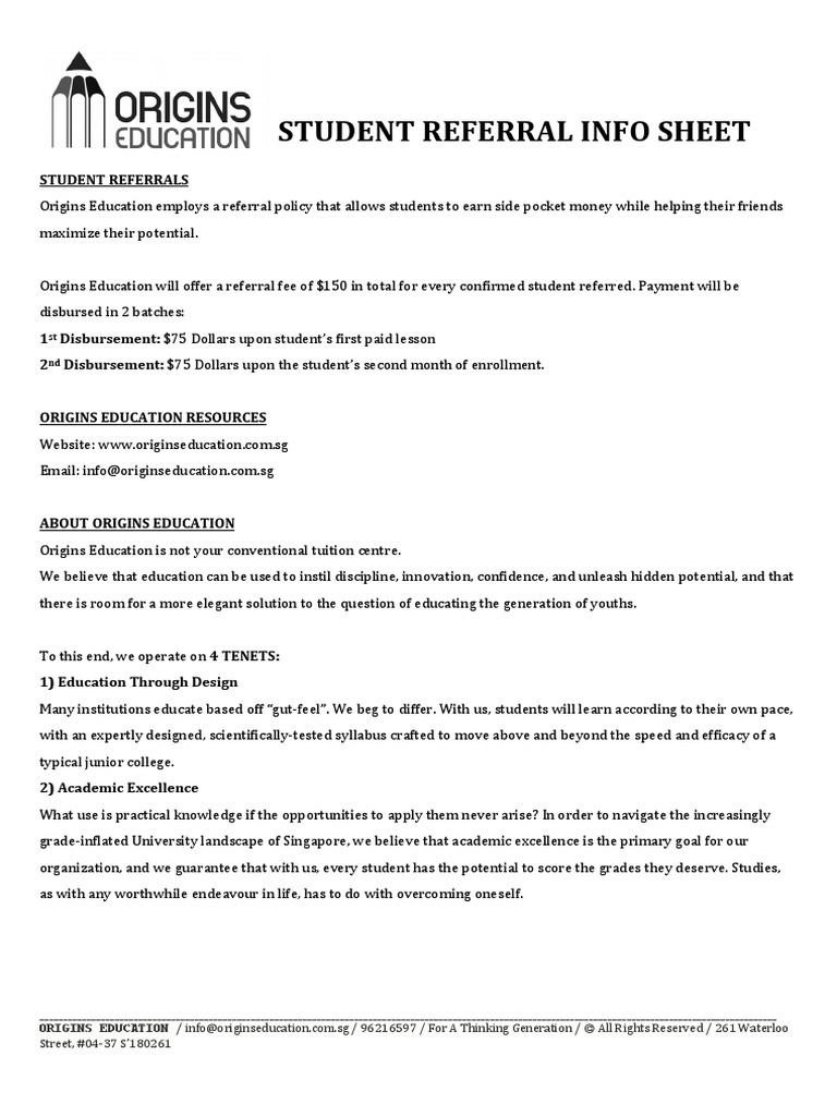 Student Referral Info Sheet | PDF | Quality Of Life | Pedagogy