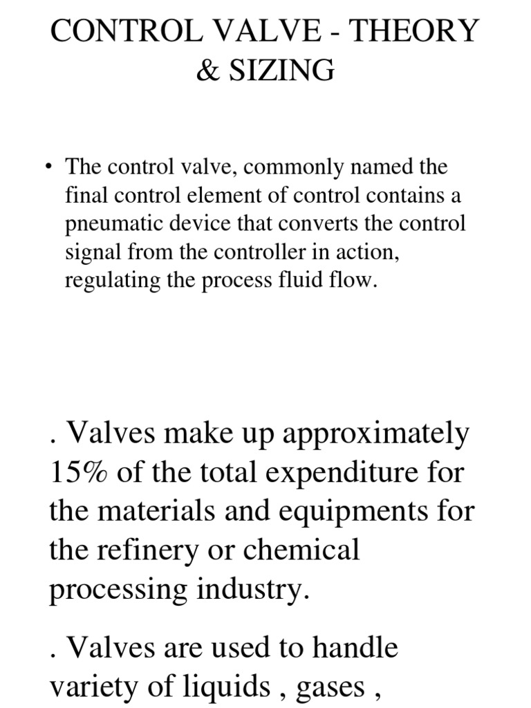 Control Valve - Theory & Sizing | PDF | Valve | Actuator