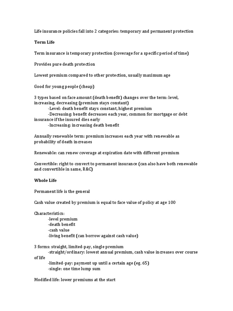 Life Insurance Exam Notes | PDF | Insurance | Annuity (American)