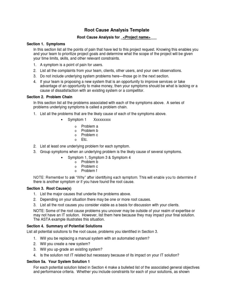 Root Cause Analysis Template | PDF | Epistemology | Cognition