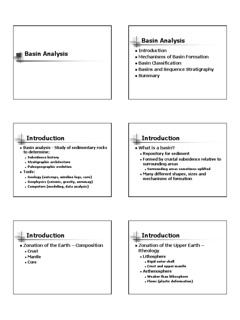 Basin Analysis Basin Analysis: Mechanisms of Basin Formation Basin ...