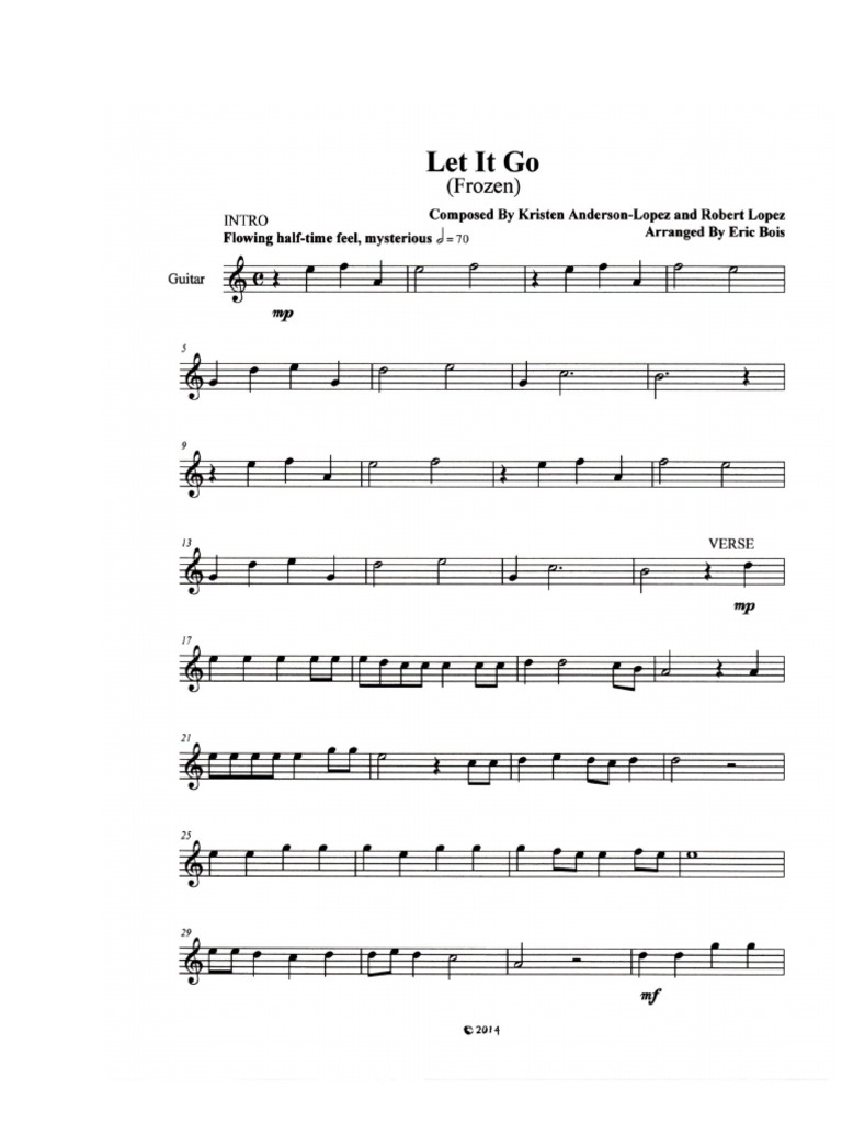 Let It Go - Guitar - Arr - Eric Bois | PDF