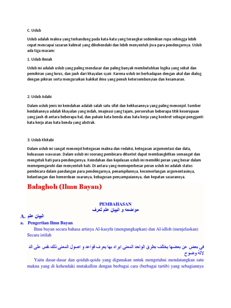 Balaghoh (Ilmu Bayan) : Pembahasan | PDF