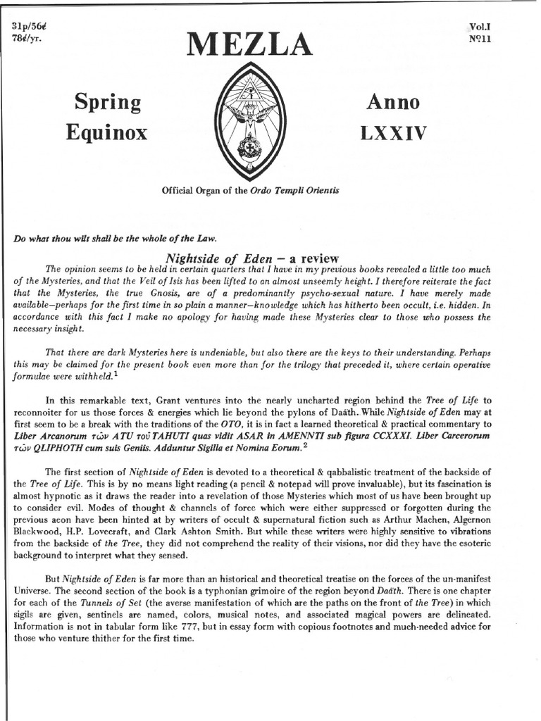 Mezla: Spring Equinox Anno | PDF | Thelema | Aleister Crowley